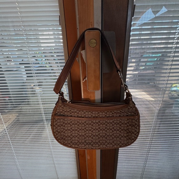 Coach | Bags | Coach Brown Mini Crescent Bag With Woven Texture | Poshmark